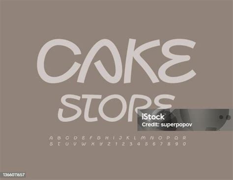 독특한 알파벳 문자와 숫자의 세트와 벡터 현대 로고 케이크 스토어 그래픽 프린트에 대한 스톡 벡터 아트 및 기타 이미지