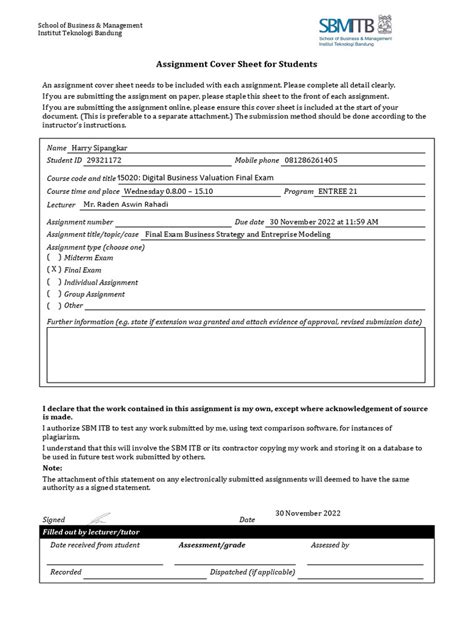 Plagiarism Statement Pdf