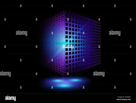 Perspective 3d Wireframe Cube Geometric Cube From Small Pieces