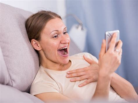 Laughing Woman With Phone Stock Image Image Of Chat 248329503