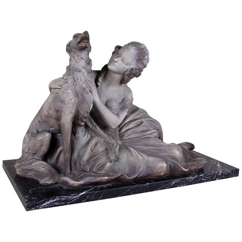 French Art Deco Bronze Sculpture On Black Marble Base Signed By C Mirval For Sale At 1stdibs C