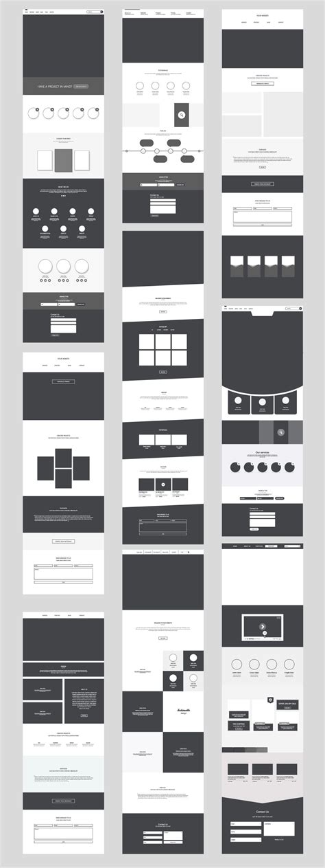 One Page Website Wireframe Kit Wireframe Website Wireframe Wireframe Design