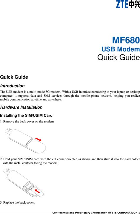 Zte Mf680 Dc Hspa Usb Modem User Manual Mf680