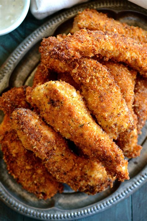 Crispy Fried Chicken Fingers With Homemade Blue Cheese Dipping Sauce