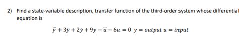 Solved 2 Find A State Variable Description Transfer