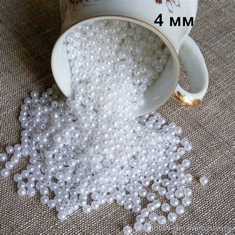 Бусинки белые 4 мм. примерно 200 шт. бусины купить в интернет-магазине ...