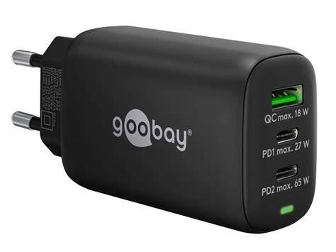 100 240VAC adapter Goobay PD Multiport 65W USB C gyorstöltő fekete P SUP USB PD03