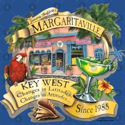 Authentic Margaritaville Key West T Shirt By Jimmy Buffett Vibrant Graphic Design For Island