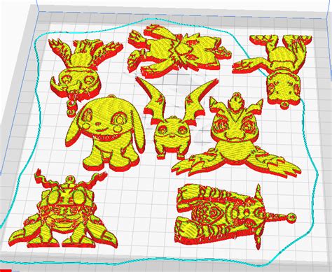 🗝️ Pack 24 Llaveros Keychain Digimon Stl Y 3mf ・archivo 3d Para