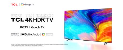 TCL 108 Cm 43 Inches Metallic Bezel Less Series 4K Ultra HD Smart LED Google TV 43P635 Black