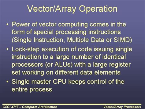 CSCI 47175717 Computer Architecture Topic VectorArray Processors Reading