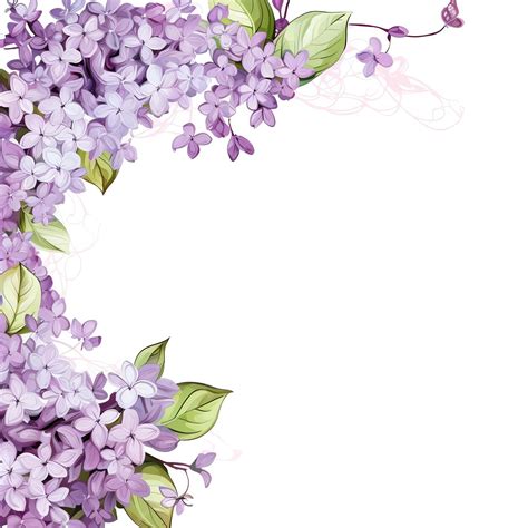 Beautiful Lilac Blossom Corner Border Watercolor Clipart Illustration