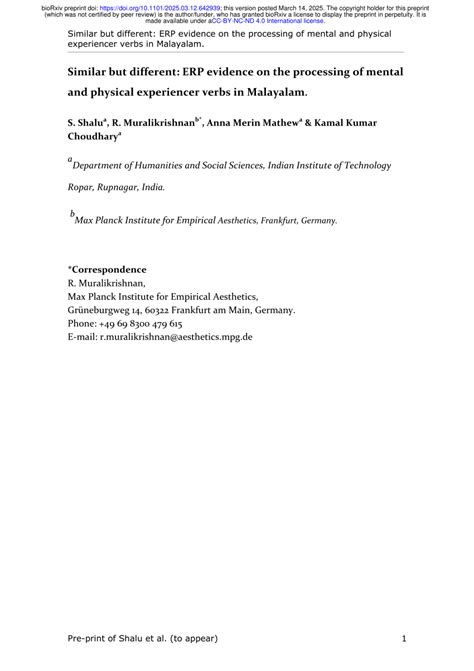 Pdf Similar But Different Erp Evidence On The Processing Of Mental