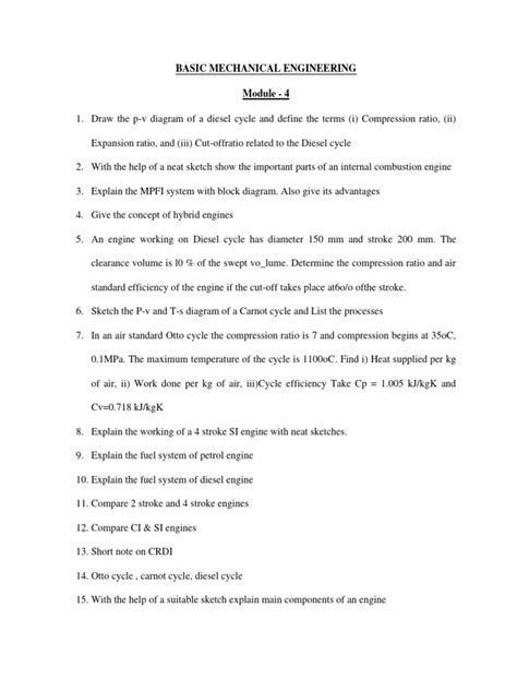 Module 4 Bme Pdf Internal Combustion Engine Diesel Engine