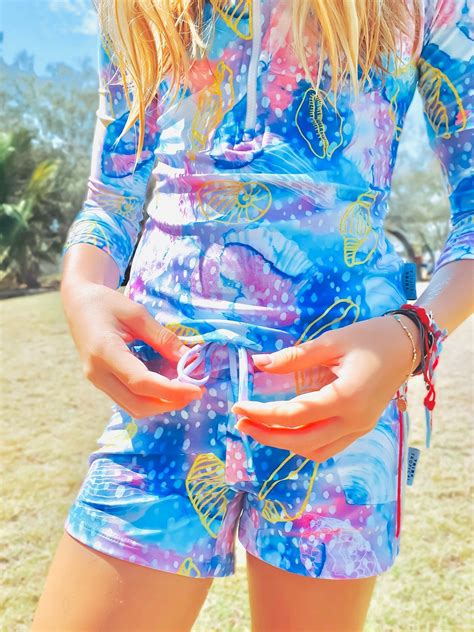 Girls Swim Shorts With Tie Shelly Beach Tribe Tropical