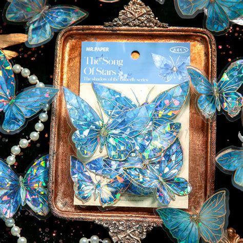 Набор наклеек Mr Paper 20 листов упаковка Сияющий мотив бабочки можно использовать для