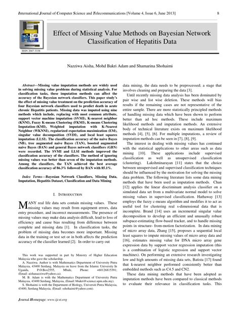Pdf Effect Of Missing Value Methods On Bayesian Network