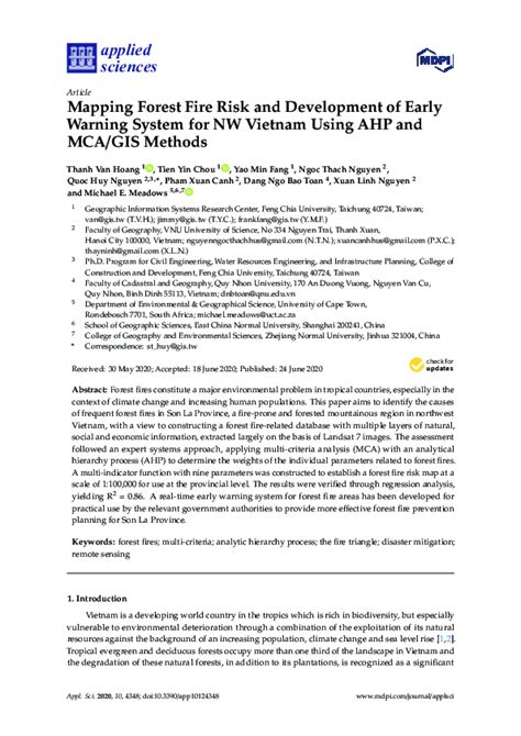 Pdf Mapping Forest Fire Risk And Development Of Early Warning System