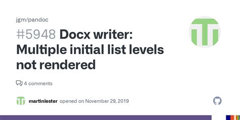 Docx Writer Multiple Initial List Levels Not Rendered Issue Jgm Pandoc GitHub