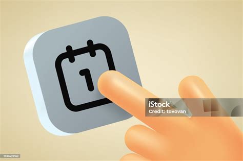 달력 기호가 있는 버튼을 손으로 누릅니다 3d 벡터 그림 3차원 형태에 대한 스톡 벡터 아트 및 기타 이미지 3차원 형태 가리키기 개념 Istock