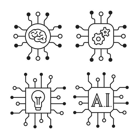 Processor Chip Hardware SoC Icon Set Outline Computer Component Symbol 20900879 Vector Art