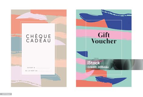 세련된 상품권 모던 상품권 쿠폰 세트 웹 배너 컨셉 비트맵 디자인 유행 복고풍 추상 스타일 트렌디 한 레이아웃 Arty 브러쉬 스트로크 기발한 패턴 사랑스러운 밝은 중립