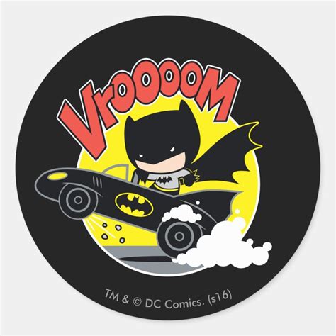 Chibi Batman In The Batmobile Classic Round Sticker Zazzle Batman