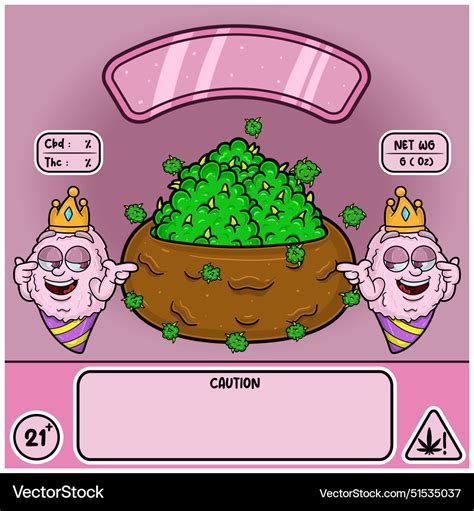 Cotton Candy Strain With Weedbud In Cartoon Style Vector Image