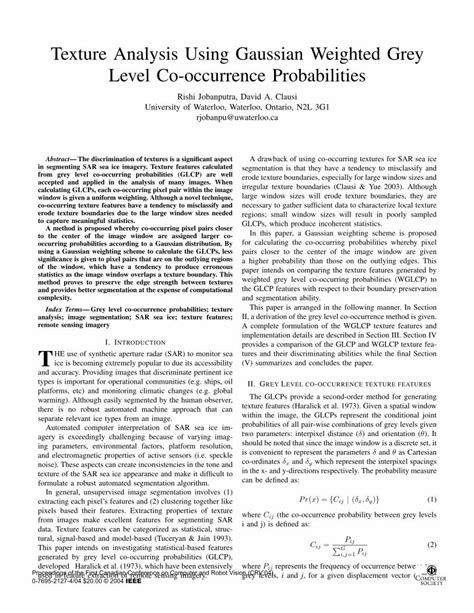 Pdf Texture Analysis Using Gaussian Weighted Grey Level Co Dokumentips