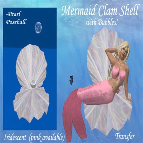 Second Life Marketplace New Mermaid Pearl Clam Shell Iridescent Boxed