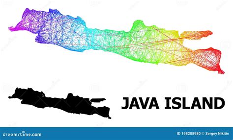 Network Map Of Java Island With Spectral Gradient Stock Vector