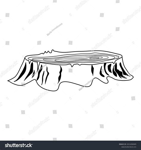 Isolated Tree Stump Outline Engraved Silhouettes Stock Vector Royalty Free