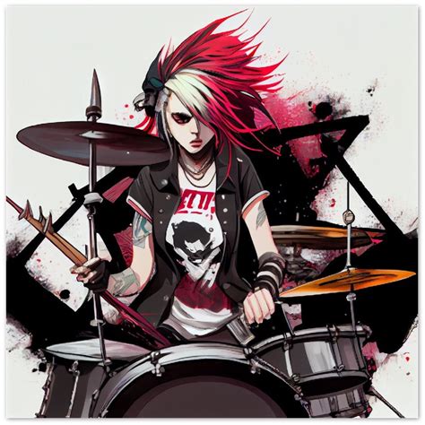 Anime Female Drummer Aluminum Wall Art Etsy