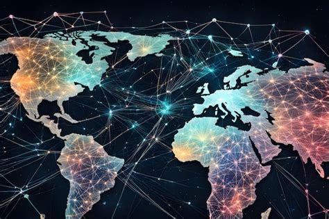 Global Network Connectivity Depicted As A Stylized Data Map Technology Data Background Premium