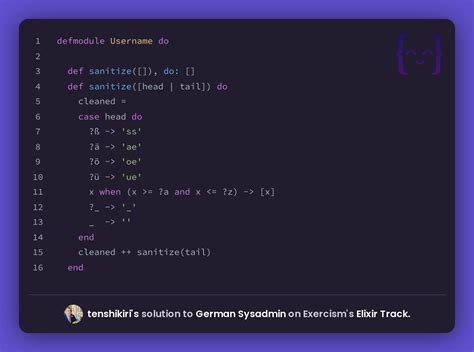 Tenshikiris Solution For German Sysadmin In Elixir On Exercism