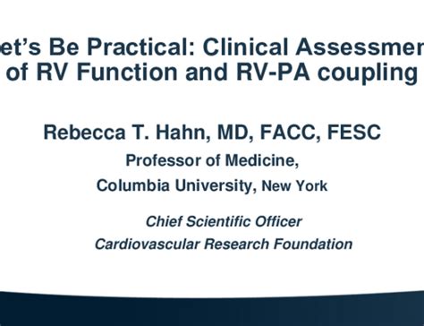 Lets Be Practical Clinical Assessment Of Rv Function And Rv Pa Coupling
