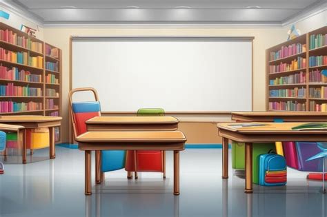 Premium Ai Image School Class And Library Room With Books Created