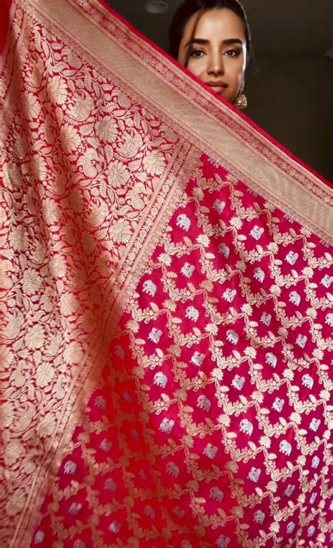 Banarasi Shikargah Pure Mulberry Katan Silk Saree With Sona And Rupa