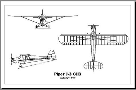 Items Similar To Piper J Cub View Drawing Print On Etsy