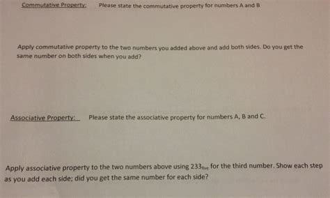 Solved Commutative Property Please State The Commutative Chegg Com