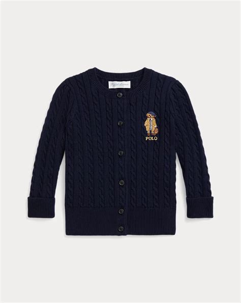 Polo Bear Mini Cable Cotton Cardigan