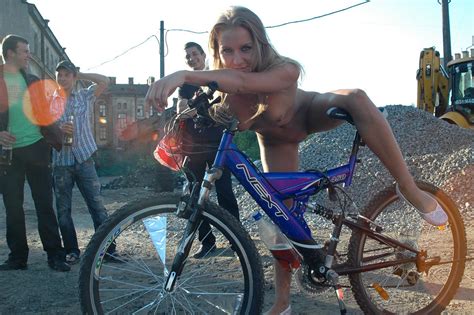 Naked Blonde On Bicycle At City Center Russian Sexy Girls