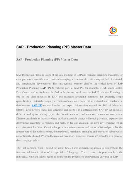 PPT SAP PP Module Training SAP S4 HANA PP Module SAP HANA PP PowerPoint Presentation ID