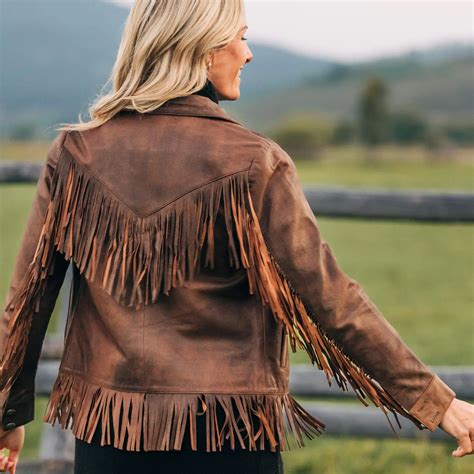 Womens Lea Leather Fringe Brown Jacket Western Outfitters