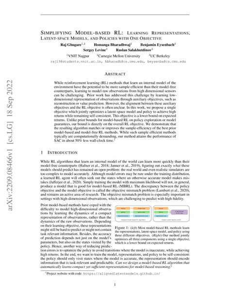 simplifying model based rl learning representations latent space models and policies with one
