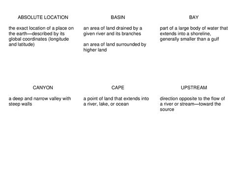 Absolute Location Exercises Geography Docsity