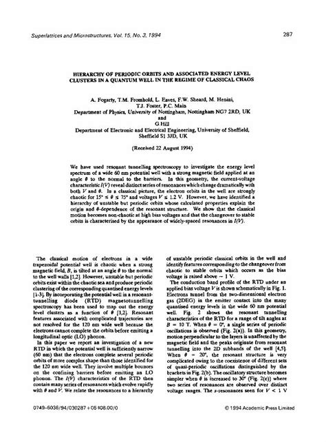 Pdf Hierarchy Of Periodic Orbits And Associated Energy Level Clusters In A Quantum Well In The