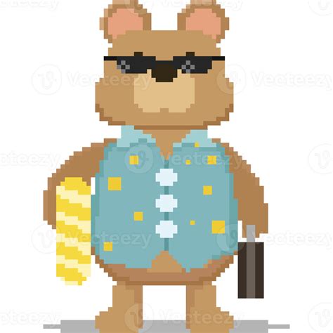Pixel Art Bear On Vacation Mood Character 27517517 Png