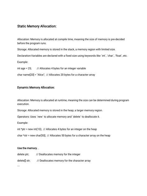 Static And Dynamic Memory Pdf