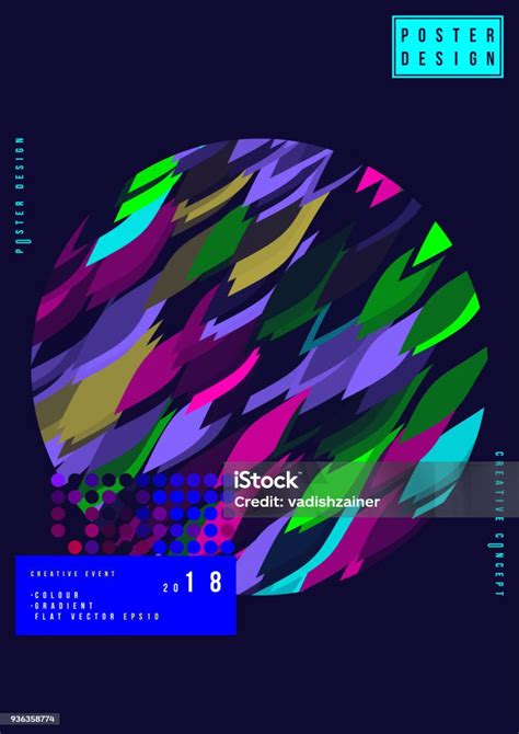 창의적인 이벤트에 대 한 추상 크리에이 티브 포스터입니다 표준 A3 세로 형식 미래 커버 배경에 색 요소 평면 벡터 일러스트 Eps 10 0명에 대한 스톡 벡터 아트 및